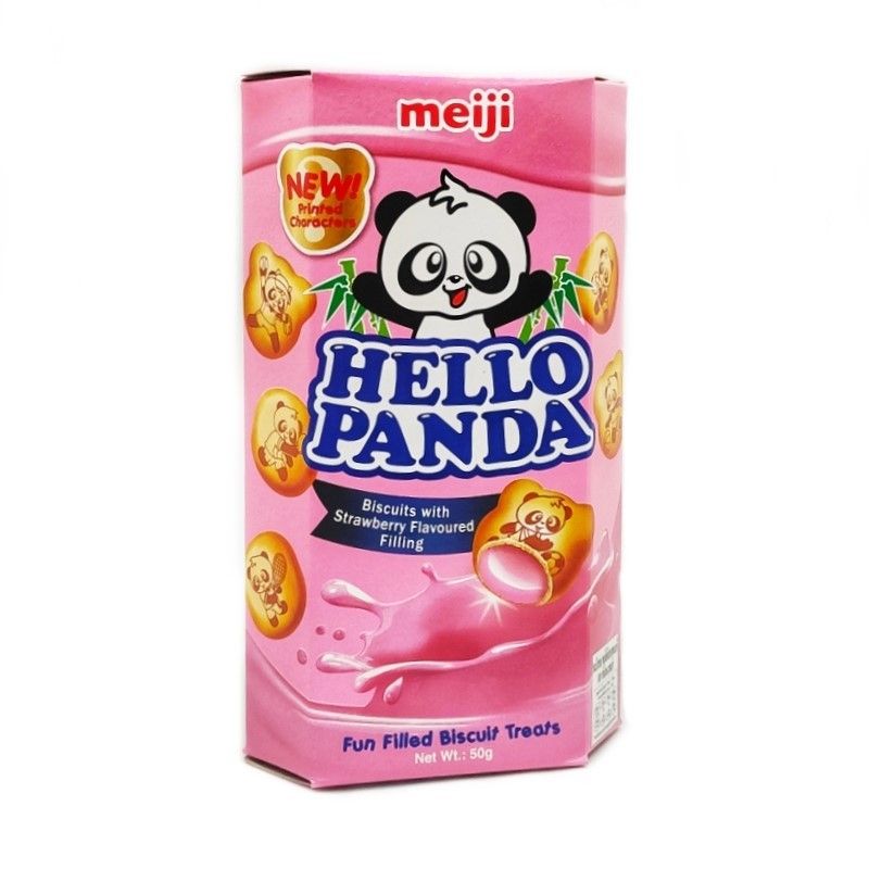 Comprar ONLINE Biscoito Olá panda com recheio sabor morango (MEIJI) 50g